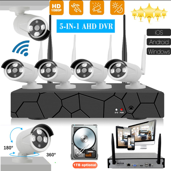 Podofo 1TB 4CH NVR Camera Kit Outdoor IR-CUT WIFI Surveillance Camera ...