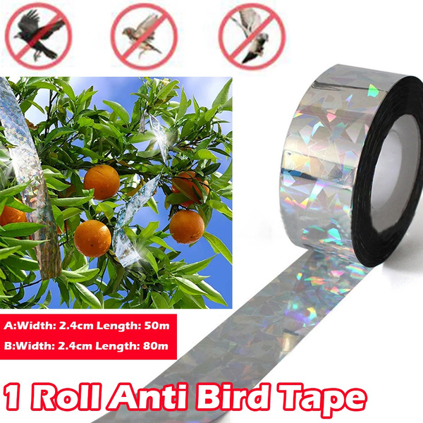 1 Pcs 50/80m Garden Bird Repellent Tape Anti Bird Reflective Deterrent ...