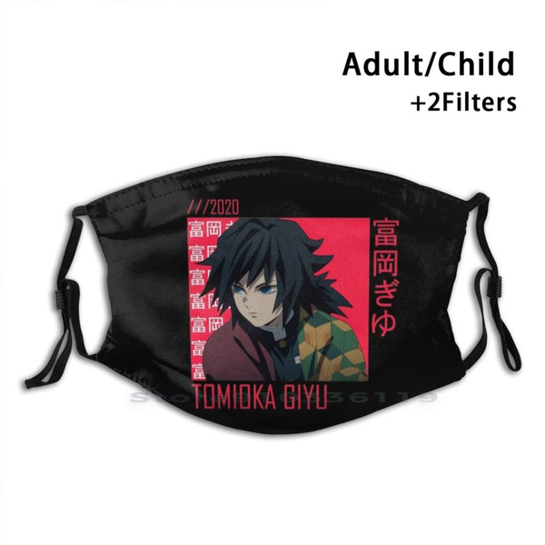 Tomioka Giyu Anime Aesthetic Reusable Mouth Face Mask With Filters Kids ...