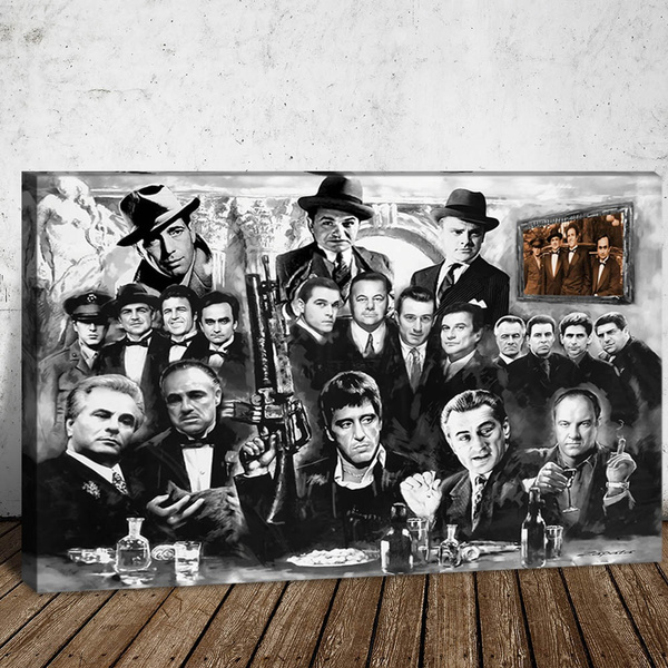 Mafia Gangster Black and White Wall Art Decor Goodfellas & Godfather ...