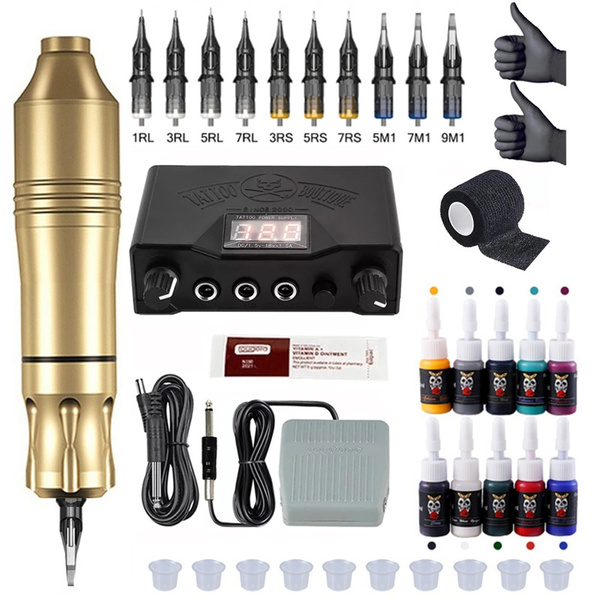 Complete Tattoo Machine Kit Tattoo Power Supply Rotary Pen With ...