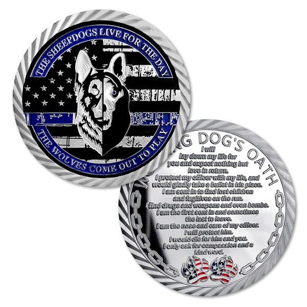 K9 Challenge Coin Police Officer Friend Canine Prayer Blue Lives Matter ...