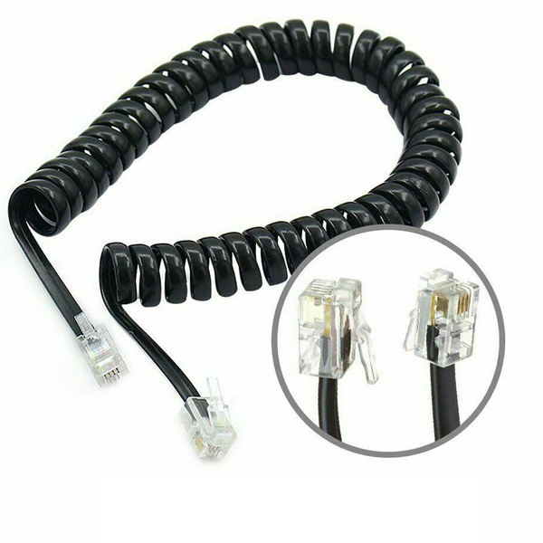 2.5m Telephone Handset Phone Extension Cord Curly Coil Line Cable Wire ...