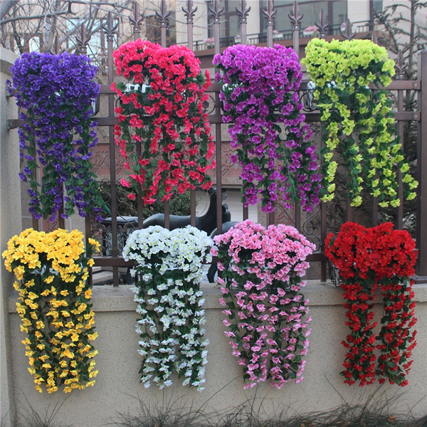 2021 NEW Vivid Artificial Hanging Orchid Bunch Silk Long Hanging Bush ...