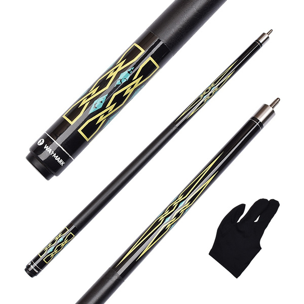 Billiard Pool Cue 58" 1/2 Maple Shaft Stainless steel joint Black Cue ...