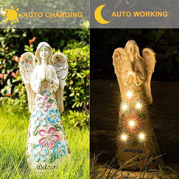 Solar Angel Garden Statue Solar Lawn Lamps Sculpture Resin Garden ...