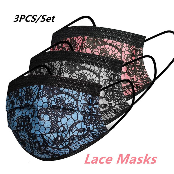 3PCS/Set Fashion Lace Reusable Breathable Disposable Protection Face ...
