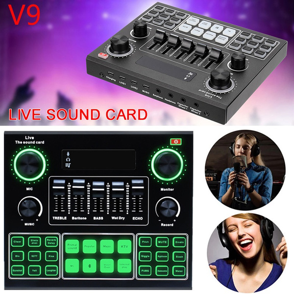New V9/V8S/V8 Audio Sound Card 3.5mm Microphone Headset Live Broadcast ...