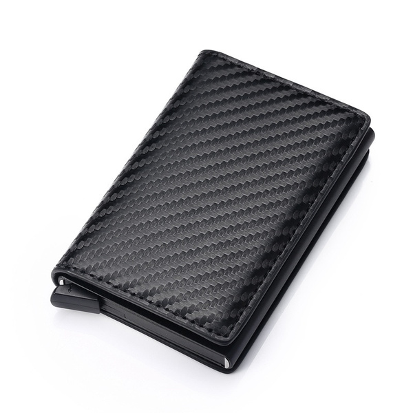 Carbon Fiber Card Holder Wallets Rfid Black Wallet Trifold Leather ...