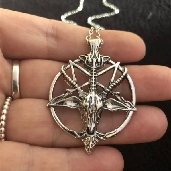 Handmade Devil pentagram 18inch chain silver goth Devil Pendant ...