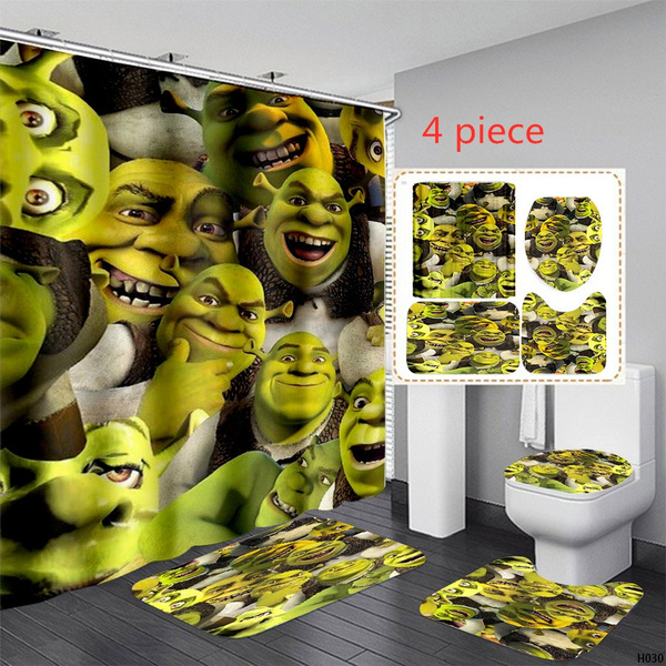 3/4 Pieces shrek 3d print Shower Curtains Sets Kits Bathroom Set 3D ...