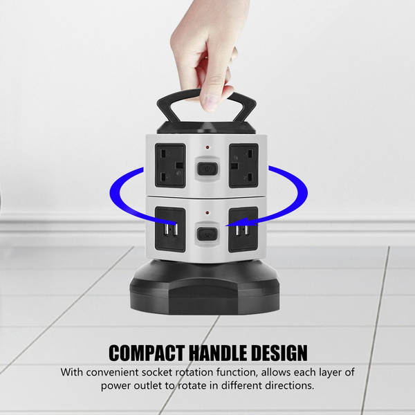 Extension Lead Cable Protect Tower Stand Power Socket Switch Adapter 4 ...