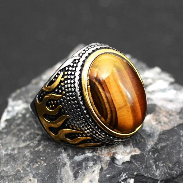 Fashion Vintage Titanium Steel Men's Ring Ancient Middle East Arabian ...