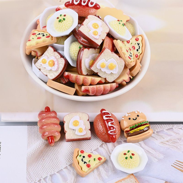 1-3CM 20Pcs Simulation Mini Food Cute Resin Pizza Burger Flat back ...
