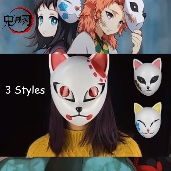 2021 New Popular Anime Demon Slayer Cosplay Mask Tanjiro Half Face Fox ...