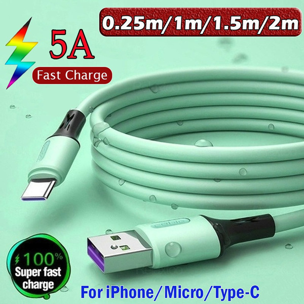 Liquid Soft Silicone USB Cable Micro USB Cable 5A Type C Cable Quick ...