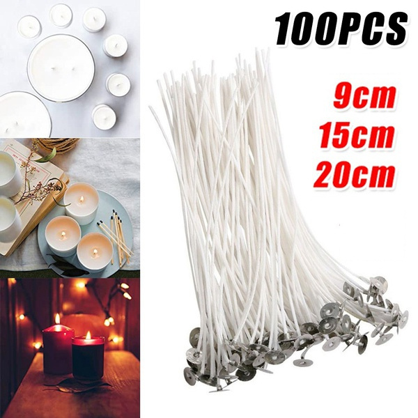 100pcs Candle Wick Natural Cotton Candle Wicks with Wicks Holder for ...