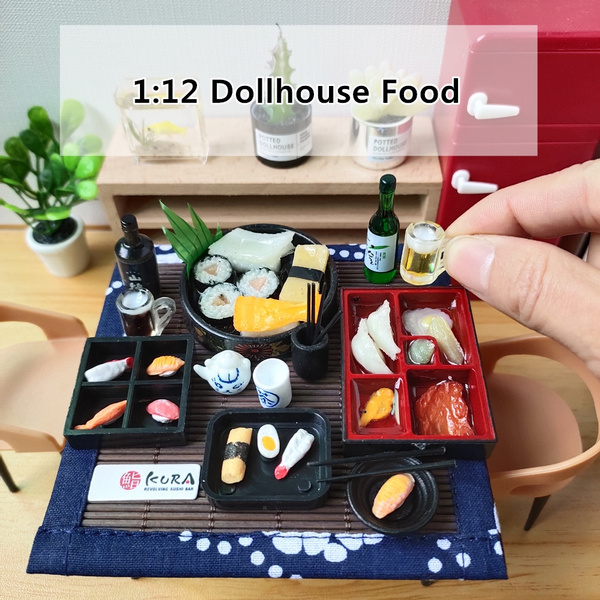 1:12 Dollhouse Mini Japanese Sushi Bento/Chinese Food Rice/Noodles ...