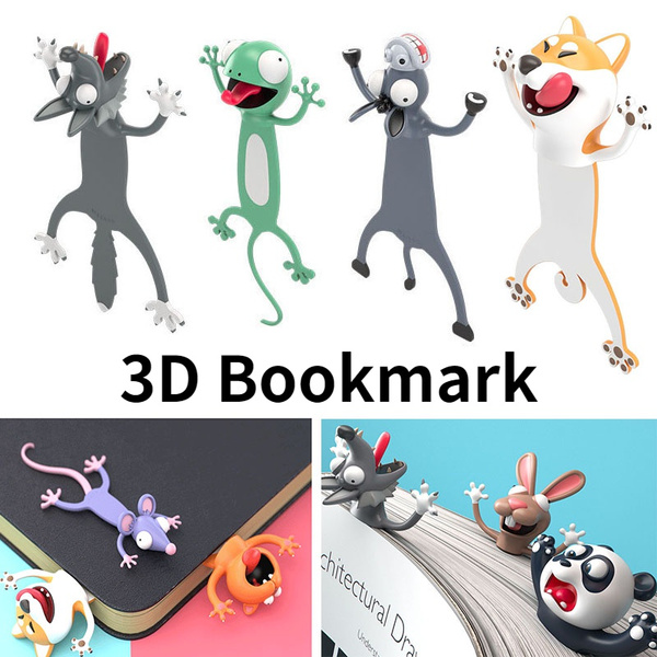 3D Animal Bookmark PVC Creative Cute Funny Bookmarks Student Stationery ...