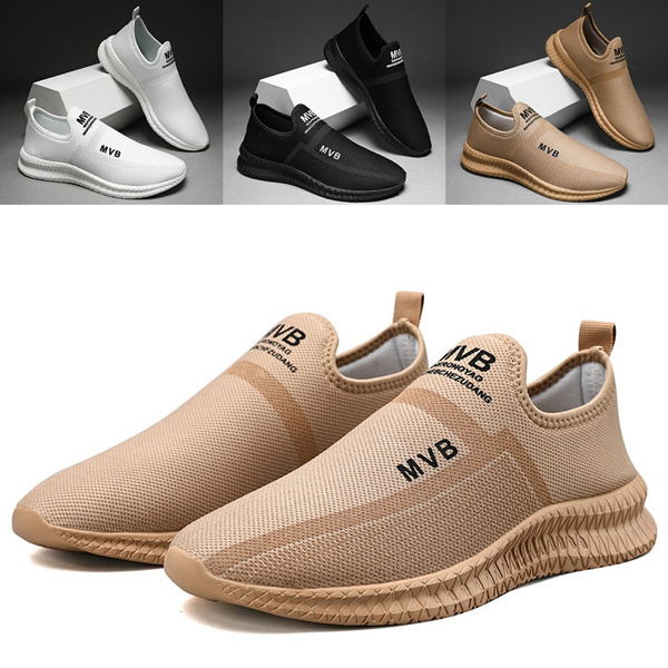 MVB Breathable Men Shoes Slip on Casual Sneakers Mens Mesh Running Gym ...