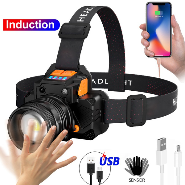 Strong Light Zoom Headlight USB Charging Sensor LED Headlamp Outdoor ...
