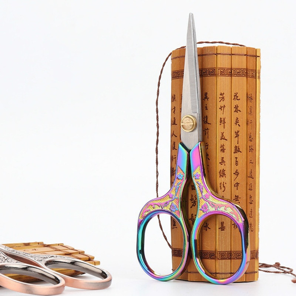 Stainless steel old-fashioned scissors, alloy embroidered carved window ...