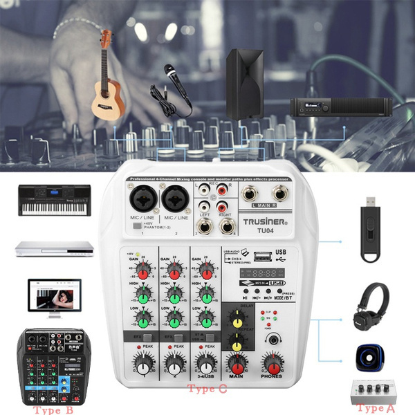 New White Protable Mini Mixer Console 4 Channels Profession Mini Dj ...
