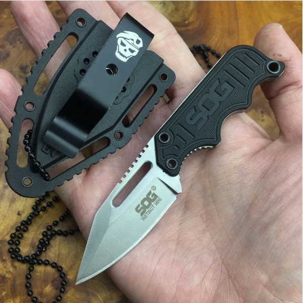 SOG Edc Small Fixed Blade Knives -Instinct Mini Neck Knife 1.9" Satin ...