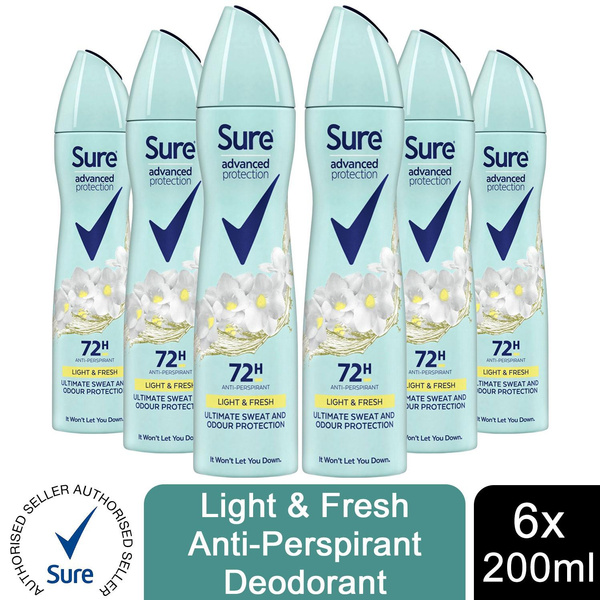 6x of200ml SureWomen 72H AdvanceProtection Light&Fresh Anti-Perspirant ...
