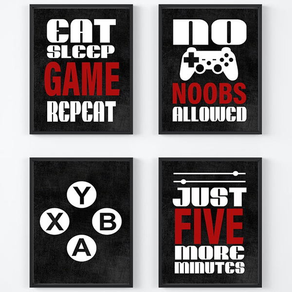 NEW IN 4 Panel Video Game Inspired Quotes Canvas Posters Red Point ...