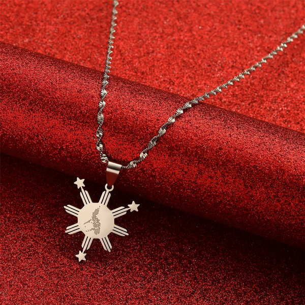 Stainless Steel Philippines Map Pendant Necklaces for Women Girls ...