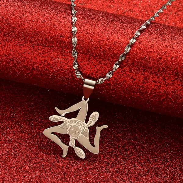 Stainless Steel Sicily Italy Cities Flag Chains Gold Color Italian ...