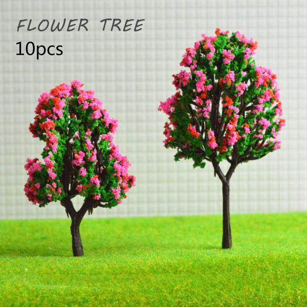 HO N Scale Model Flower Tree Color Flower Miniature Trees for Building ...