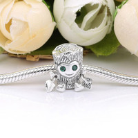 100% 925 Sterling Silver Sweet Tree Monster with Green Stone Eyes Charm ...