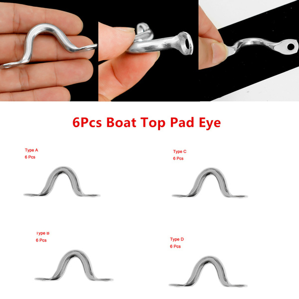 6Pcs Stainless Steel Boat Top Pad Eye Eye Straps Tie Down Kayak Deck ...