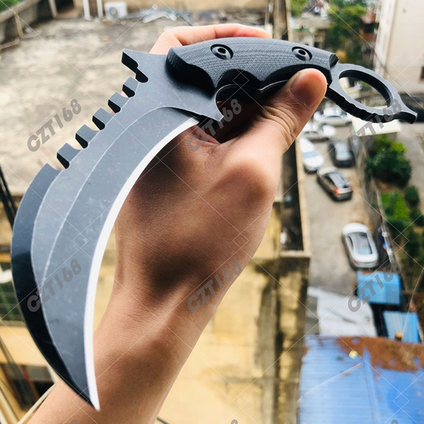 Karambit Tactical CSGO Claws Knifes Heavy Duty D2 Fixed Blade Defense ...