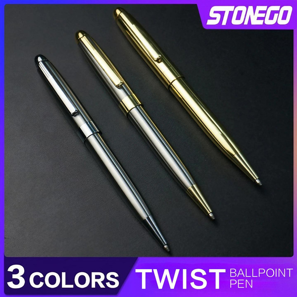 Premium Twist Ballpoint Pens, Stainless Steel Housing Retractable Ball ...