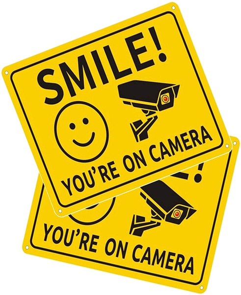 Goodvia Smile You Are On Camera Sign 7 0", Funny Warning Signs Aluminum ...