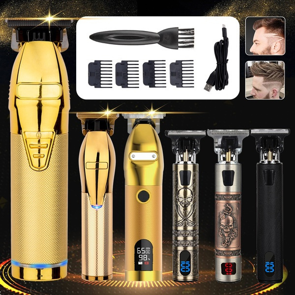 Hair Clippers Cordless Gold Hair Trimmer For Men USB Rechargeable Hair ...