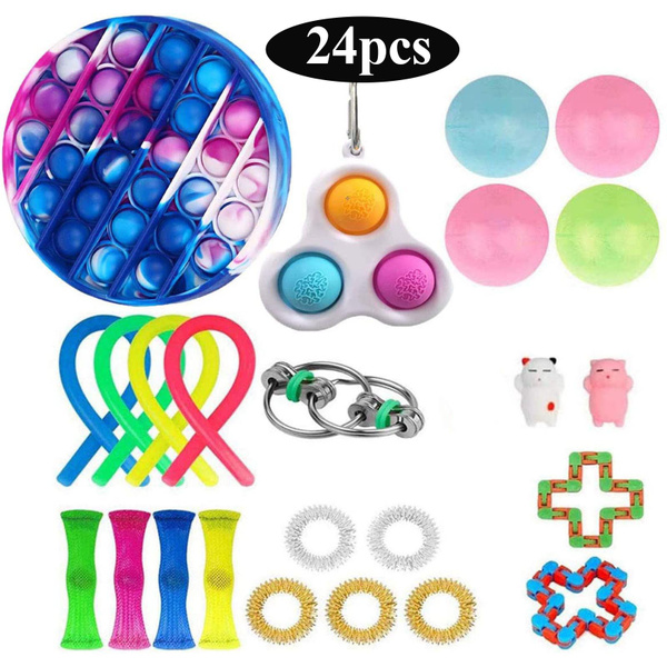 7 Types Fidget Toys Anti Stress Set Stretchy Strings Gift Pack Adults ...