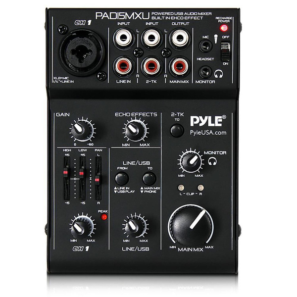 Pyle PAD15MXU 5-Channel Professional Compact Audio DJ Mixer With USB ...