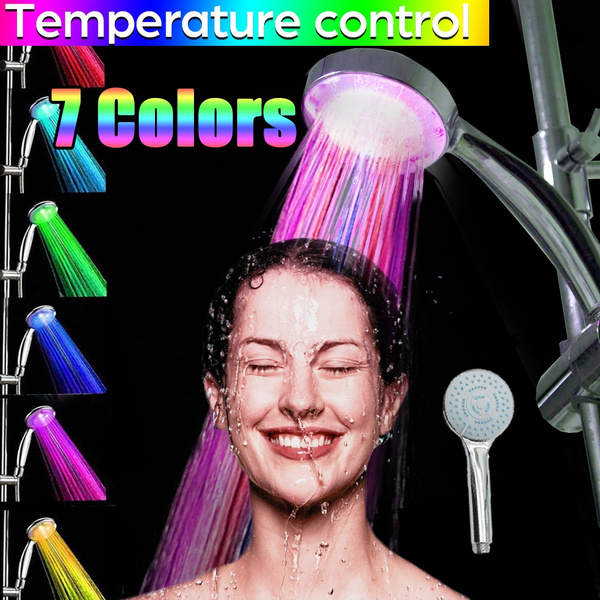 LED 7 Colors Shower Head Water Glow Light Colorful Changing LED Shower ...
