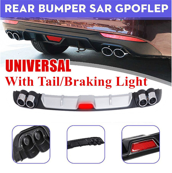 Universal Car Rear Bumper Diffuser Lip Spoiler Canard Silver ABS ...