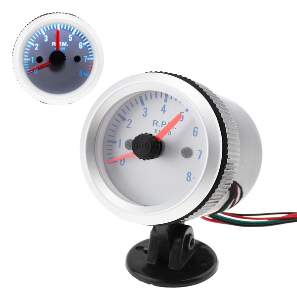 2 inch 52mm 0-8000RPM Blue Light Tachometer Tach Gauge with Holder Cup ...