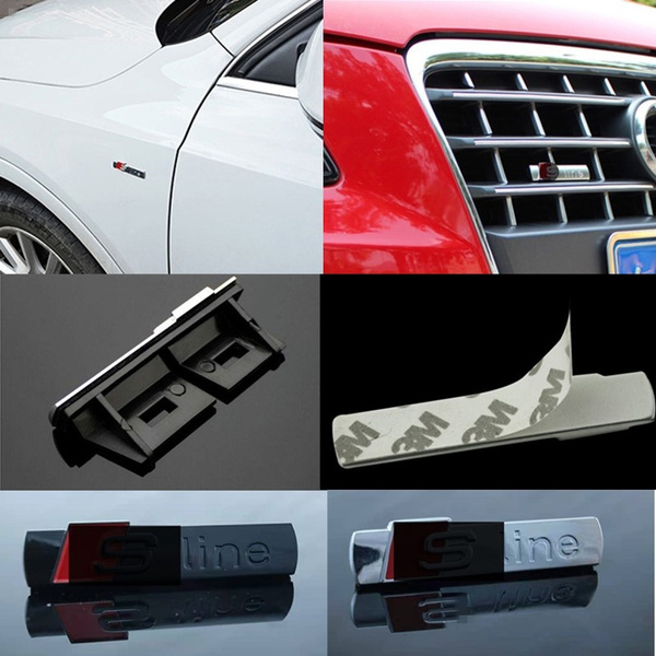 3D metal car front grille adhesive S line emblem logo badge sticker ...