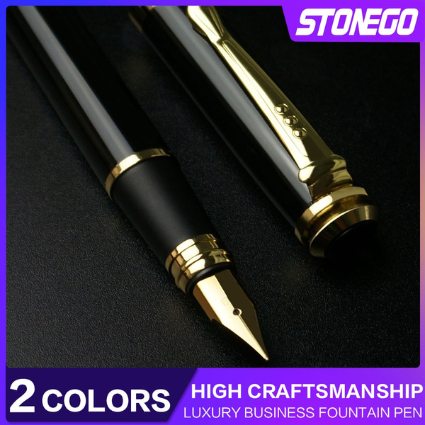 0.38mm Extra Fine Nib Fountain Pen, Black Metal Calligraphy Writing ...