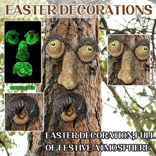Luminous Tree Hugger Tree Face Decor Outdoor Bark Ghost Face Facial ...