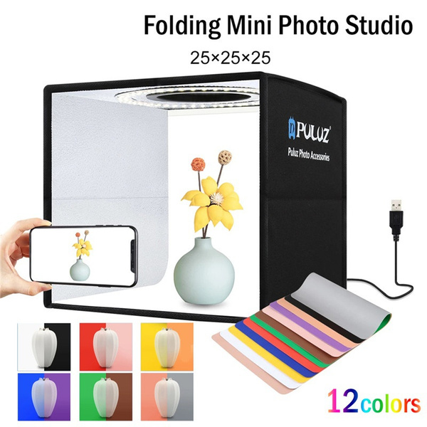 Mini LED Light Box Photography Photo Studio Backdrop Lighting Cube 6 ...