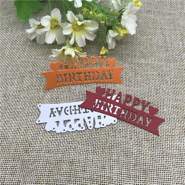 Happy Birthday Words Metal Cutting Dies Craft Stamps die Cut Embossing ...