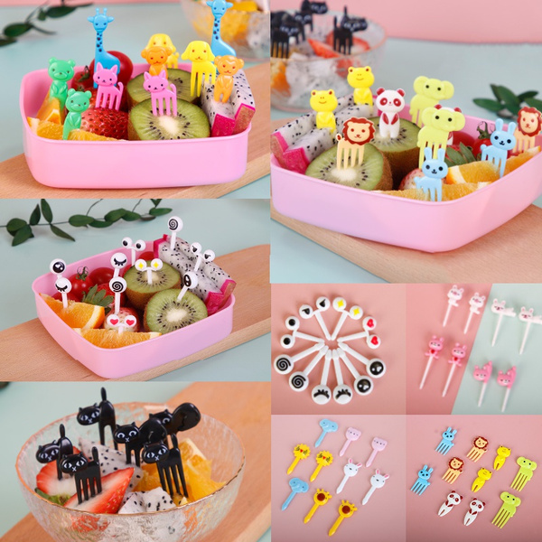 New Cute Mini Animal Farm Cartoon Food Picks Children Snack Cake ...